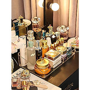 Clear Acrylic Makeup Organizer Tray,9 Spaces Cosmetic Display Case Storage Box for Lipstick,Makeup Brushes and Skin Care Product,13.8"x8.3"x3.6",Pack of 1