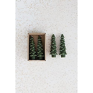 Creative Co-Op Unscented Tree Shaped Taper Candles, Evergreen, Boxed Set Of 2