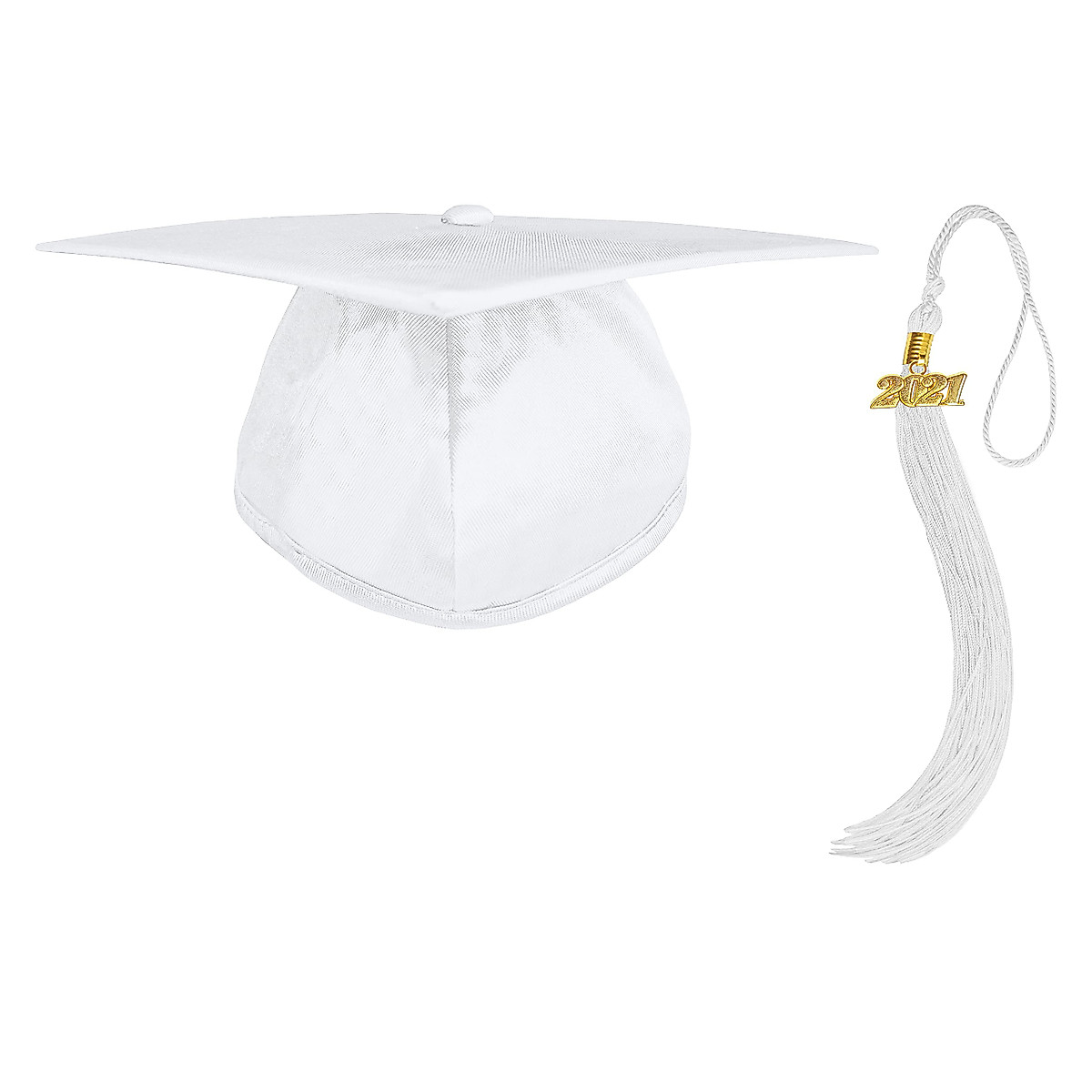 Herrenbek Shiny Kindergarten Graduation Cap with 2024 2025 Tassel Adjustable Preschool Kids for Boys or Girls White