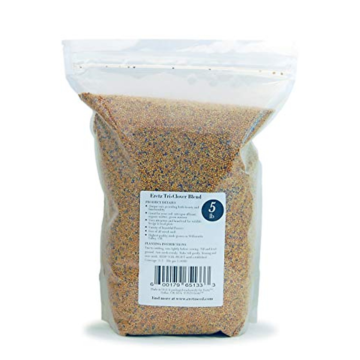 Tri-Clover by Eretz - Three Part Blend of Clovers Providing Beauty, Cover, and Natural Attractant. No Coatings or Fillers, Premium Seeds (5lb)