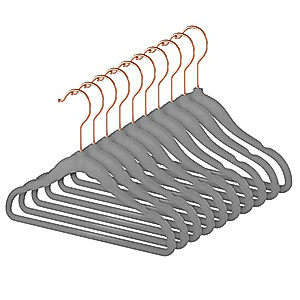 MIZGI Premium Kids Velvet Hangers (Pack of 50) with Copper/Rose Gold Hooks,Space Saving Ultra Thin,Non Slip Baby Hangers for Children's Skirt Dress Pants,Clothes Hangers(Gray)