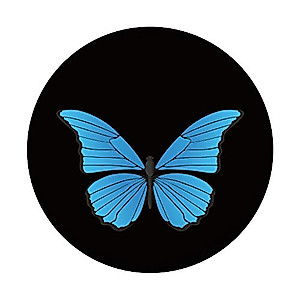 Blue Butterfly Black Background PopSockets Swappable PopGrip