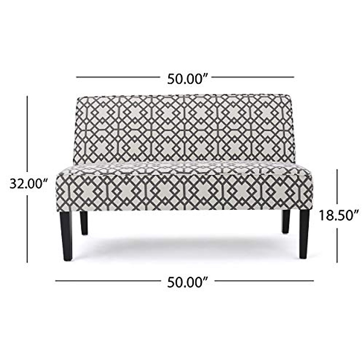 Christopher Knight Home Dejon Modern Fabric Loveseat, Gray Geometric / Matte Black
