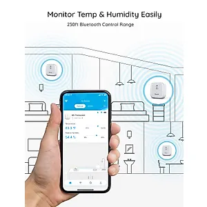 Govee Bluetooth Hygrometer Thermometer, Temperature Gauge Humidity Meter, App Alerts, Free Data Export Storage, Up to 500 Days Battery Life, 230ft Connecting Range for Humidor, Greenhouse
