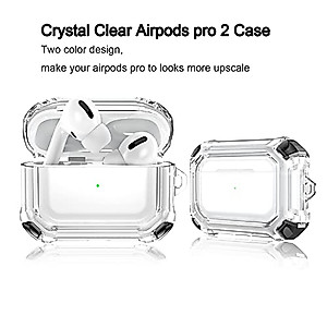 Xuyoz Airpods Pro 2nd Generation Case Cover, Airpods pro 2 Case, Clear Soft TPU Rugged Shockproof Air pod pro 2 Protective Case for Men Women with Keychain Clip for Airpods pro 2nd 2022