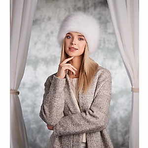 Futrzane Classic Cossack Hat - Faux Fur Hats for Women - Warm Furry Russian Hat (M, White Classic)