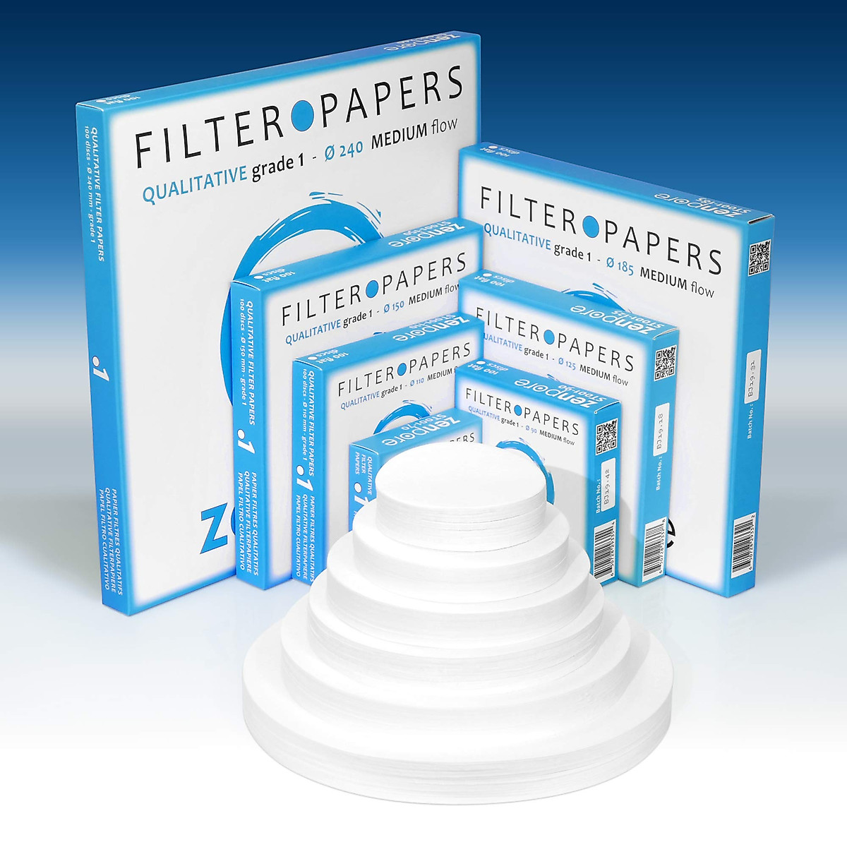 11 cm Lab Filter Paper, Standard Qualitative Grade 1 - ZENPORE Medium Flow 110 mm