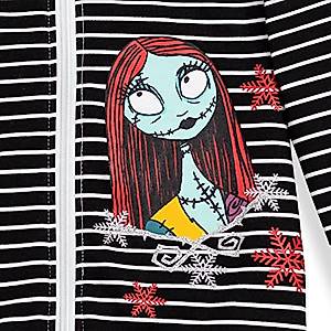 Disney Nightmare Before Christmas Jack Skellington Sally Big Girls French Terry Zip Up Hoodie Black-White 10-12