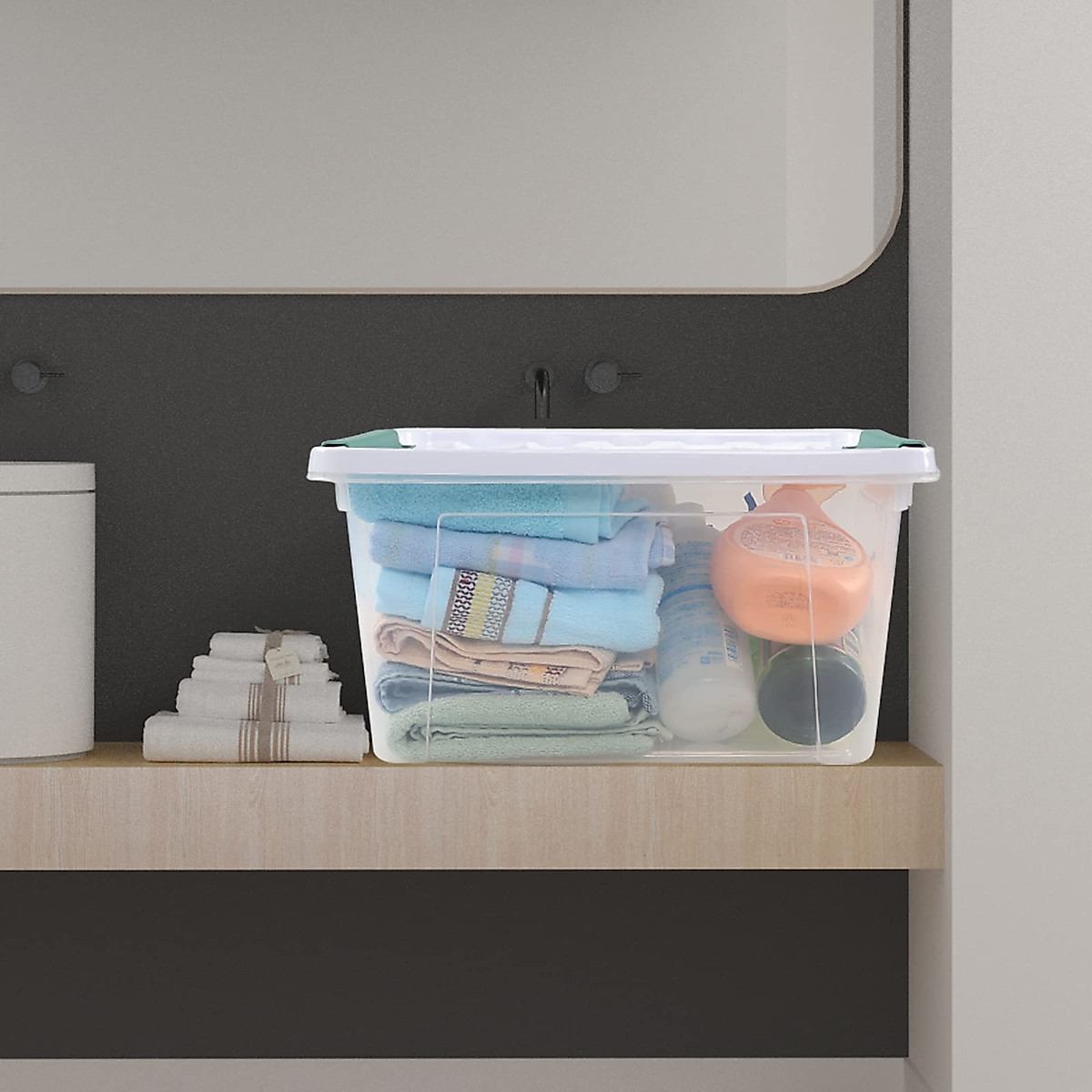 Ramddy 20 Quart Latching Storage Box, 6 Pack, Clear Plastic Container Bin