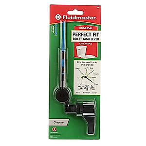 Fluidmaster 641 PERFECT FIT Universal Toilet Tank Flush Lever In Chrome, Metal Toilet Handle With Adjustable Arm