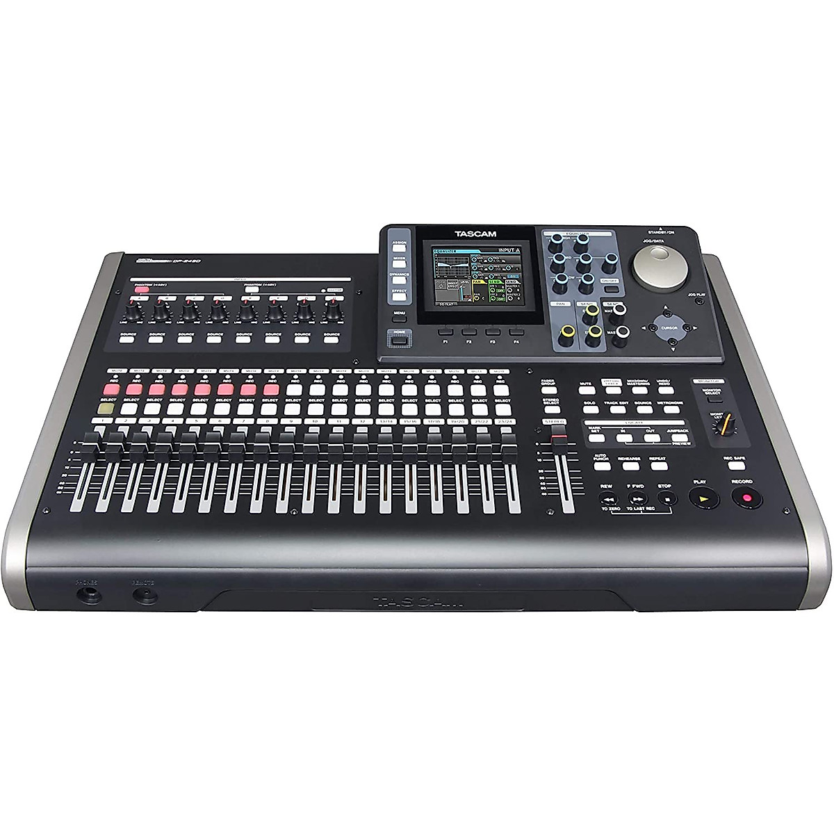 Tascam DP-24SD 24-Track Digital Portastudio Multi-Track Audio Recorder with Pro Headphone and Pair of EMB XLR Cables and Gravity Magnet Phone Holder Bundle