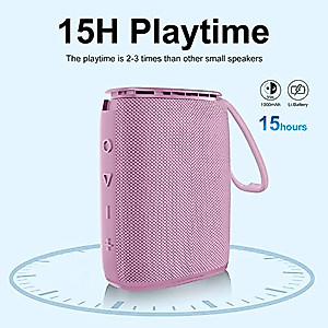 Hadisala Portable Wireless Bluetooth Speakers - IPX7 Waterproof & Built in Mic - Outdoor Travel Speaker with TWS - Pink