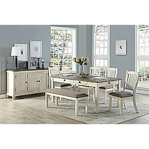 Lexicon Cailloux 48" Dining Bench, Antique White