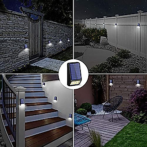 LOHAS LED Solar Fence Lights Outdoor, IP65 Waterproof Solar Deck Lights, Super Bright 6000K Solar Wall Lights, Auto On/Off Solar Lights, Ideal for Patio, Front Door, Backyard, Garage, Garden, 4 Pack
