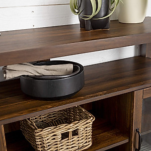 Walker Edison Tall Wood Universal TV Stand with Open Storage For TV's up to 58" Flat Screen Living Room Storage Entertainment Center, 52 Inch, White Oak