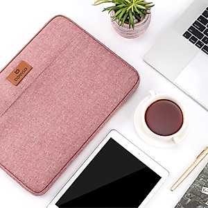 DOMISO 11 inch Water-Resistant Laptop Sleeve Case Protective Portable Carrying Bag for 12.3" Microsoft Surface Pro 6/11.6" MacBook Air/12.9" iPad Pro 2018/13" MacBook Pro Touch Bar, Pink