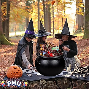 PMU Halloween 18 Inch Cauldron Plastic Bucket- Halloween Party Favors - Candy Holder for Kids - Perfect Kitchen & Home Decor, Black Pkg/1