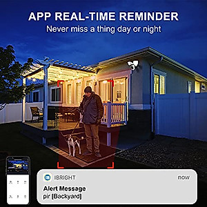 IBRIGHT Smart Floodlight Camera, 2.4Ghz 1080P Security Camera Outdoor, 2600LM, Motion Detection, 2-Way Audio, Siren System, Night Vision, IP65, Works with Alexa & Google Assistant, No Monthly Fees