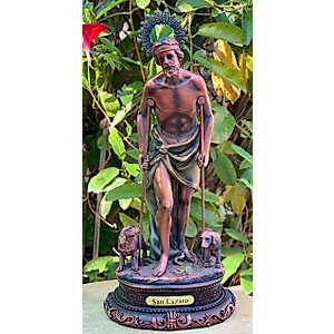 San Lazaro Statue 13" Inch Saint Lazarus Saint Religious Figure Copper Color