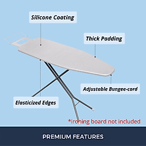 SAVUK Ironing Board Cover and Pad Standard Size Silicone Coated 4 Layers 18"x53" inch Extra Heavy Duty Thick Padding, Heat Reflective, Non Stick Scorch and Stain Resistant (Silver, 18" X 53")