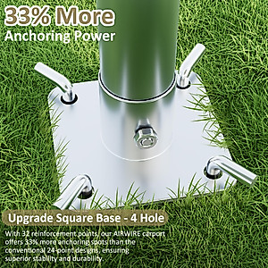 AirWire Carport 12' x 20' Heavy Duty Portable Garage, Carport Canopy with Side-Opening Door & Roll-Up Windows, Car Canopy Reinforced Four-Hole Base for Car, Truck, Boat, Party, Black