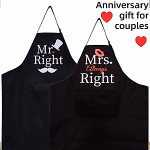 ZOORON Mr and Mrs 2 Pieces Kitchen Aprons Set Gifts, Anniversary Couple Gifts, Wedding Gifts for Couple,Aprons for Couples…