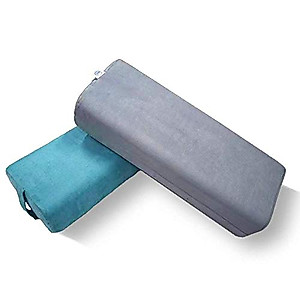 NGT new guide steps Yoga Bolster Pillow for Meditation and Support - Rectangular Yoga Cushion Foam Wedges Washable Suede Pillowcase for Men and Women with Carry Handles.(Grey Soft Fabric)