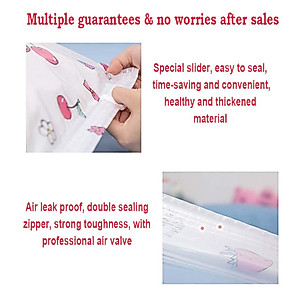 Heaunzy vacuum storage bags,(15PCS, 2 extra large (40"×32"), 3 large(36"×28"), 4 medium(32"×24"), 5 small(28"×20"), 1 air pump),space saver,Japan vacuum seal bags for clothing(pink)