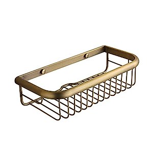 Nokozan Brass Bathroom Square Shower Caddy Bathroom Shower Storage Rack Shelf Organiser Basket Wall Mount, Bronze