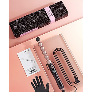 Wavytalk Bubble Wand Curling Iron, Ceramic 1 Inch Bubble Curling Wand for Short & Long Hair, Spiral, with Adjustable Temp, Dual Voltage, Include Heat Resistant Glove