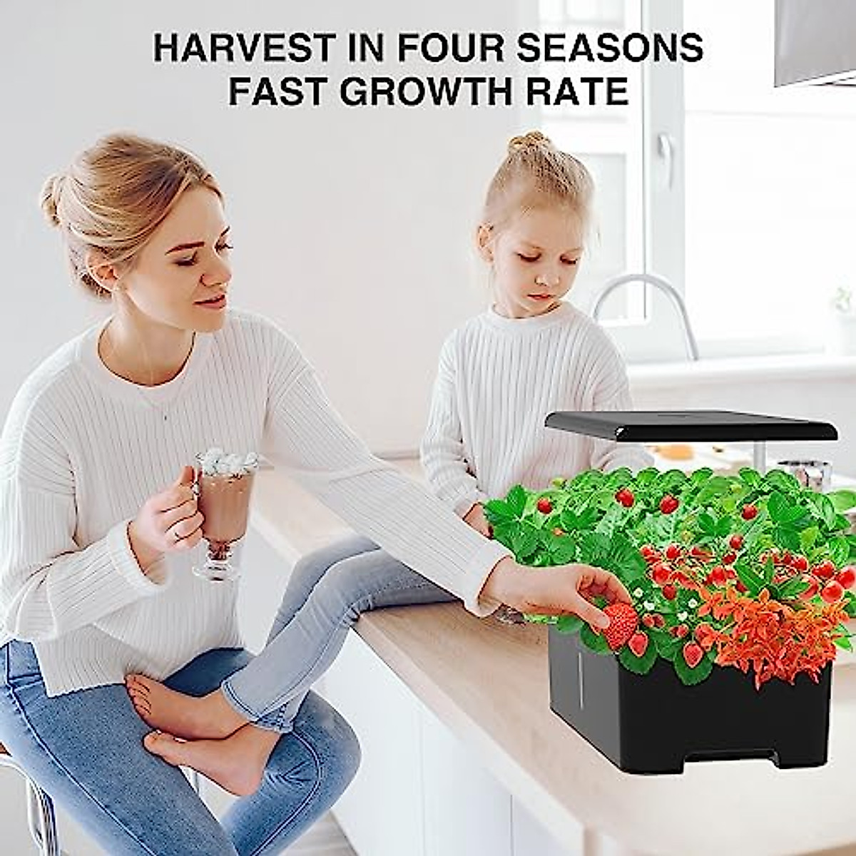 Hydroponics Growing System Herb Garden - MUFGA 18 Pods Indoor Gardening System with LED Grow Light, Plants Germination Kit(No Seeds) with Pump System, Adjustable Height Up to 17.7" for Home, Black