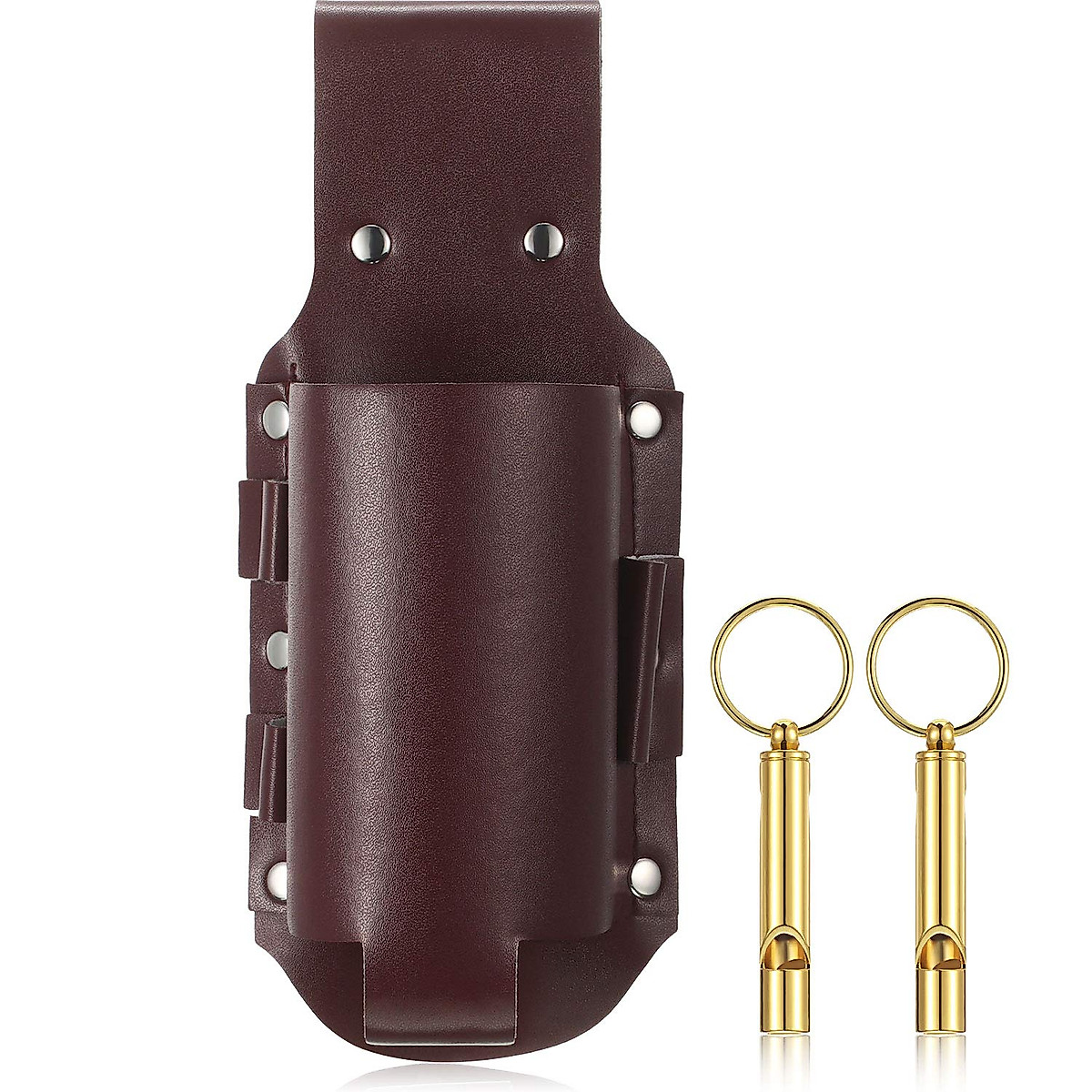 Classic Leather Beer Holster for Men, Cowboy Beer Holster, Pu Leather Beer Holster, Portable Bottle Beer Holster Waist Belt with Whistle Bottle Opener Key Chain, Brown