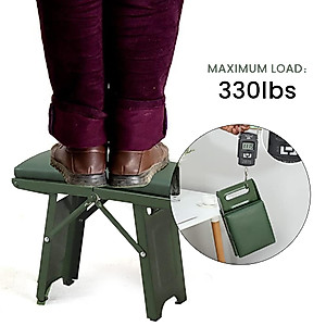 Saker Outdoor Portable Chair Folding Stool Lightweight Foldable Compact Collapsible Seat with Load Capacity 330lbs,Steel Sitting Stools for Camping Hiking Fishing BBQ (Green-L)