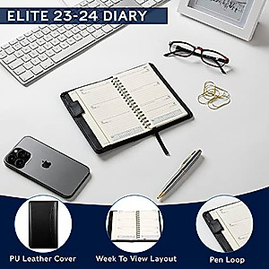 Collins Elite Academic 2023-24 Pocket Week to View Mid Year Diary Planner School, College or University Term Journal - July 2023 to July 2024 - Black - 1165VM.99-2324
