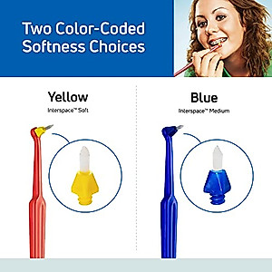 TEPE Interspace Angled Soft Toothbrush for Braces with Single-End Tuft and Removable Head, 12 Pack