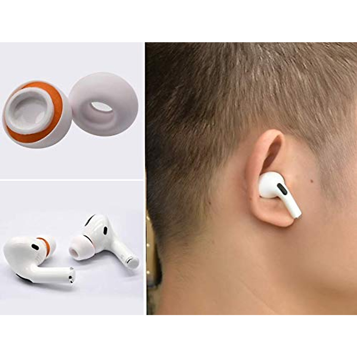 Zotech Replacement 3 Pairs Memory Foam & Silicone Ear Tips for Apple Airpods Pro White 1st & 2nd Gen (S/M/L)