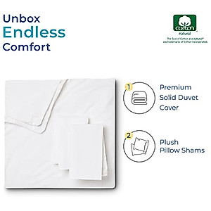 THREAD SPREAD Queen/Full Duvet Cover, 1000 Thread Count Sateen 3 Piece Egyptian Cotton Quality Duvet Cover, 100% Pure Cotton Comforter Cover, 2 Pillow Shams, Zipper Closure, 7 Corner Ties - (White)