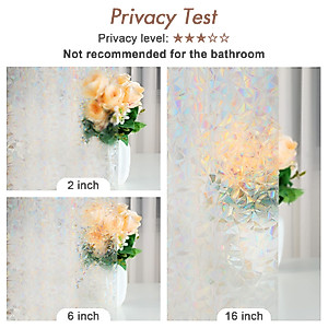 Haton Window Privacy Film Rainbow Static Cling Stained Glass Film Window Covering Sticker Non-Adhesive Removable Reflective Window Vinyl, Anti-UV Sun Blocker Heat Control for Home, 17.5 x 78.7 inches