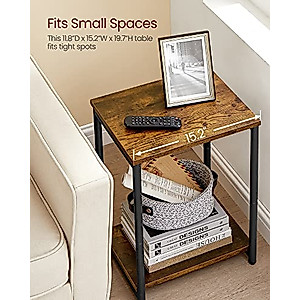 VASAGLE Side Tables Set of 2, Small End Table, Nightstand for Living Room, Bedroom, Office, Bathroom, Rustic Brown and Black ULET272B01