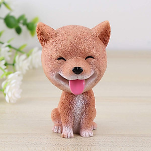 Amosfun Dashboard Nodding Heads Bobble Head Shiba Inu Dog Car Dash Puppy Simulation for Car Vehicle Cake Decoration Decor Home Decorative
