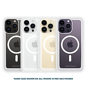 Pelican Voyager Series - iPhone 14 Pro Max Case 6.7" [Compatible with MagSafe] [Anti-Yellow] Magnetic Charging Phone Case With Belt Clip Holster Kickstand [18ft Military Grade Drop Protection] - Clear