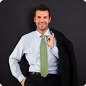 boxed-gifts UMO LORENZO Classic Necktie Sage Solid Color and Standard Fit Satin Finish for Men (Sage)