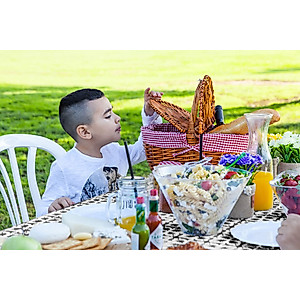 TopTableCloth 5 Foot 60 x 30 inch Black Patterned Tablecloth Elastic Corner Fitted Rectangular Folding Vinyl Table Cover Cloth Xmas Plastic Waterproof Picnic Party Home for Indoor and Outdoor Use