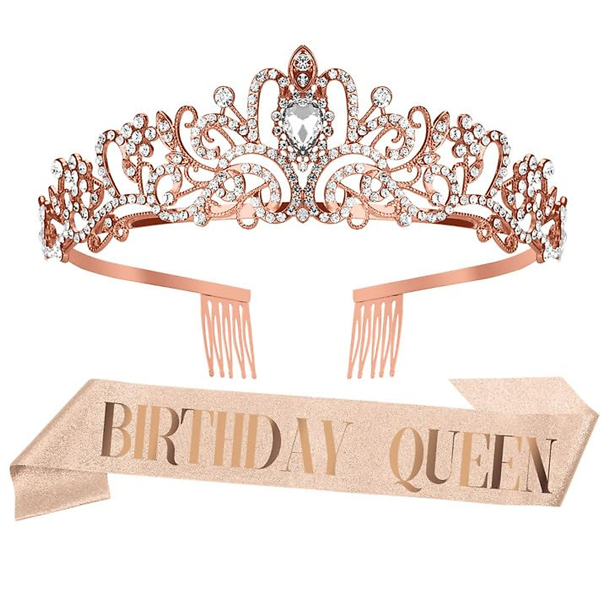 Birthday Sash for Women, Birthday Crown, Birthday Tiara, Birthday Queen Sash and Tiara for Women, Birthday Headband for Girls, Princess Crown, Happy Birthday Crown and Sash, Birthday Decorations