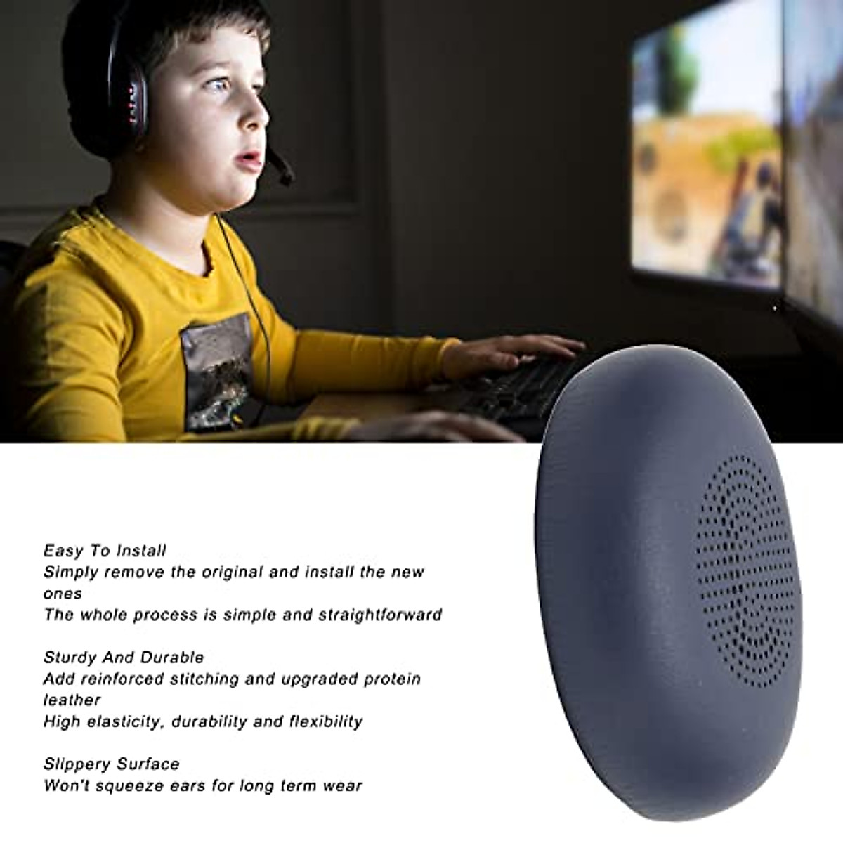 Hilitand Replacement Earpads Cushions for Jabra Elite 45h, Ear Cushion Cover Soft Protein Leather Foam Ear Pads for Evolve2 65 (65MS 65UC USB) On-Ear Wireless Headset(Dark Blue)