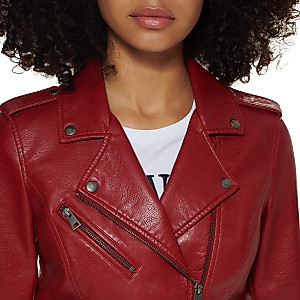 Levi's Women's The Classic Faux Leather Moto Jacket (Regular & Plus Size), Deep Cherry Red, X-Small
