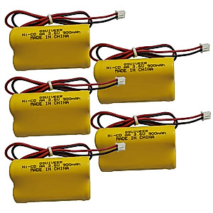 GSUIVEER 3.6V 900mAh Ni-Cd Exit Sign Emergency Light Battery Pack Compatible Unitech 6200RP Lowes OSA230 Lowes 253799 Unitech LEDR-1 (5 Pack)