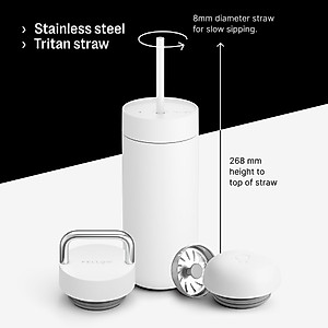 Fellow 16 oz Carter Bundle (3 in 1) Travel Mug with Carry Handle, Move & Cold Lids with Straw - To-Go Coffee Tumbler, Ceramic Interior & Vacuum-Insulated Stainless Steel - Coffee Cups-Matte White