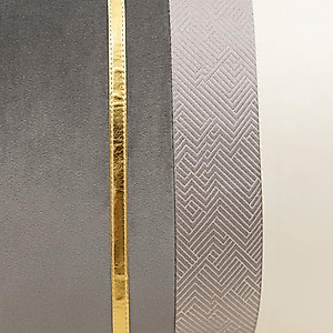 Avigers 16 x 16 Inches Gray White Gold Leather Striped Patchwork Velvet Cushion Case Luxury Modern Throw Pillow Cover Decorative Pillow for Couch Living Room Bedroom Car