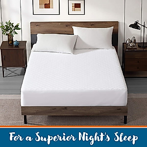 Guardmax Waterproof Quilted Fitted Mattress Pad | Hypoallergenic Cover | Breathable, Noiseless Barrier | Queen (60 x 80 x 15)